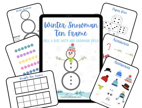 Winter Snowman Ten Frame Roll A Dice Math and Snowman Build Free ...